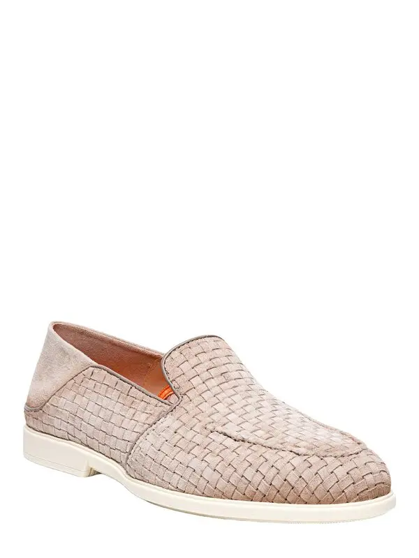 Santoni Woven Suede Loafer - Light Brown