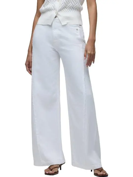 Hudson Jeans Jodie Frayed Seam Wide Leg Jeans - White