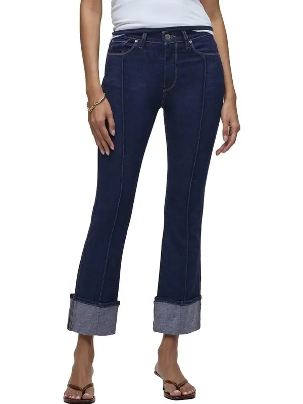 Hudson Jeans Barbara Pintucked Cuffed Bootcut Crop - Rinse