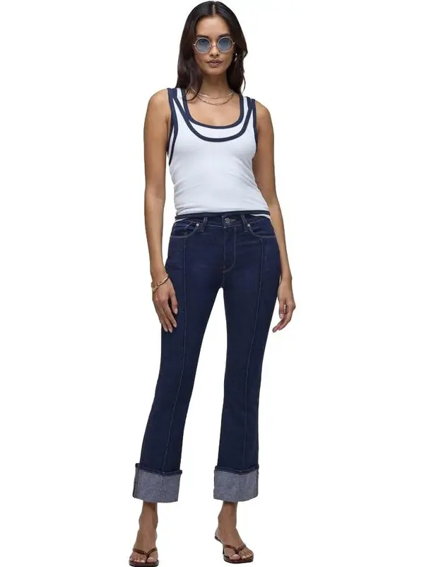 Hudson Jeans Barbara Pintucked Cuffed Bootcut Crop - Rinse