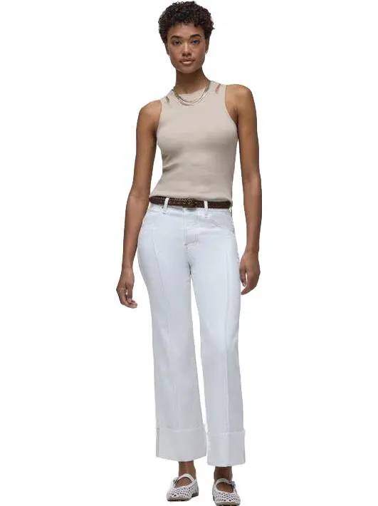 Hudson Jeans Rosie Pintucked Cuffed Wide Leg - White
