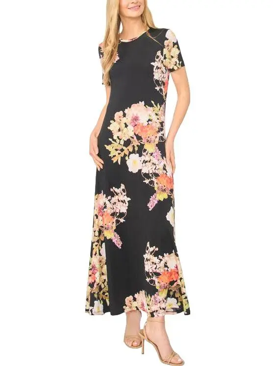 Ted Baker London Floral T-shirt Maxi Dress - Rich Black