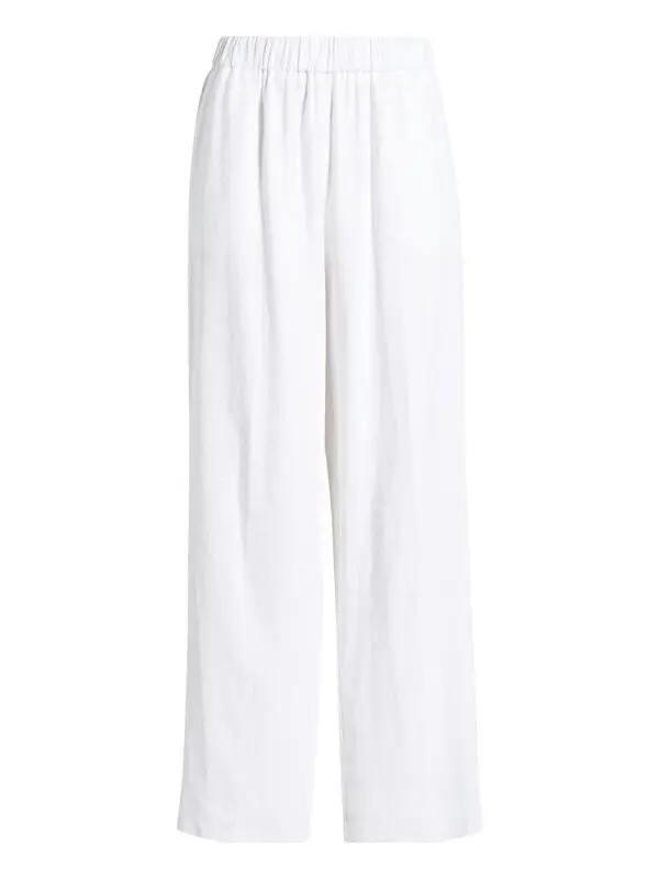 Anne Klein Straight Leg Linen Blend Pants - Crisp White