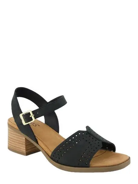 Toms Eloise Heeled Open Toe Sandal - Black Perforated