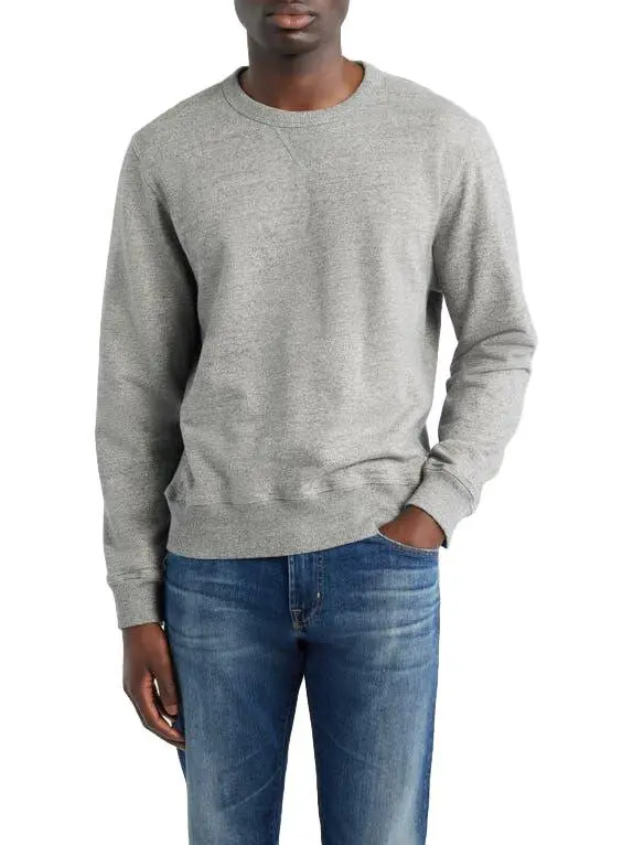 Ag Blake Cotton French Terry Crewneck Sweatshirt - Heather Grey