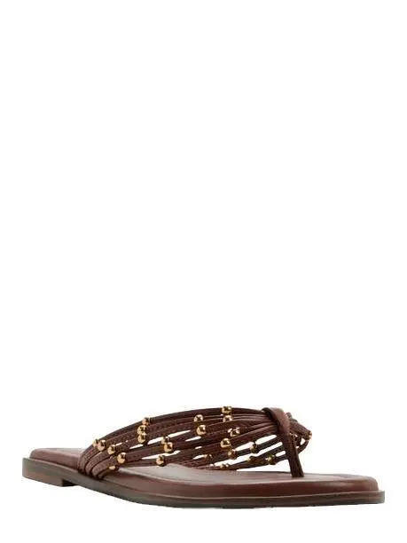 Aldo Studded Flip Flops - Brown