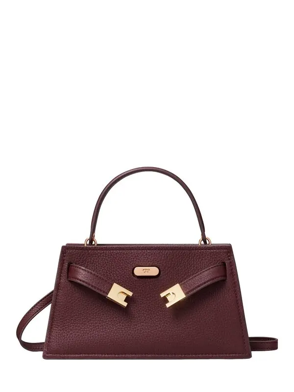 Tory Burch Mini Lee Radziwill Pebble Leather Satchel - Dark Carmine