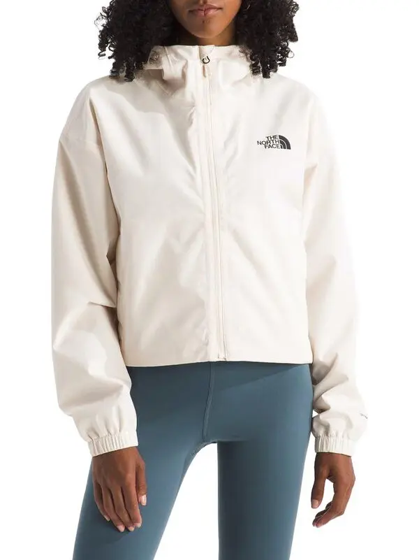The North Face Quest Mono Waterproof Hooded Crop Jacket - White Dune