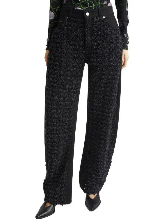 Stella McCartney Relaxed Laser Bouclé Barrel Leg Jeans - Black