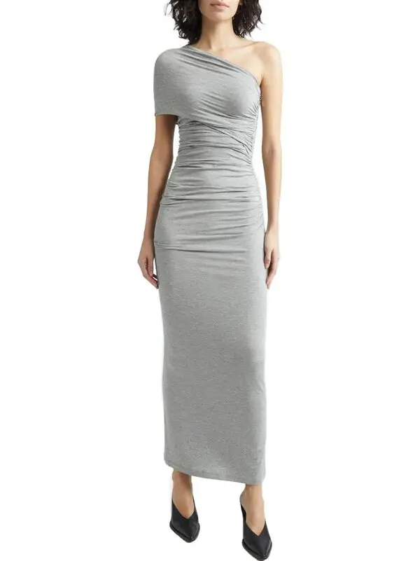 Stella McCartney One-shoulder Twisted Jersey Dress - Grey Melange