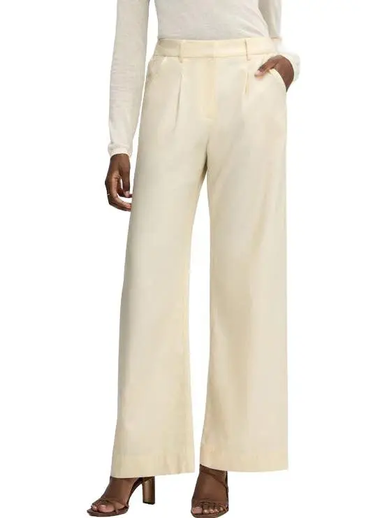Sam Edelman Relaxed Wide Leg Twill Pants - Almond
