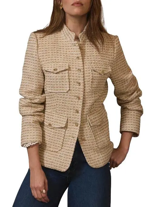 Mint Velvet Boucle Jacket With Pockets - Neutral