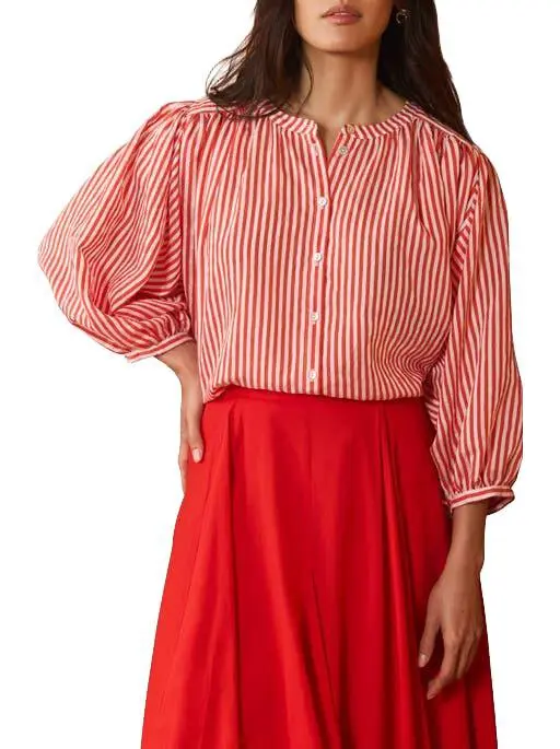 Mint Velvet Striped Batwing Blouse - Red