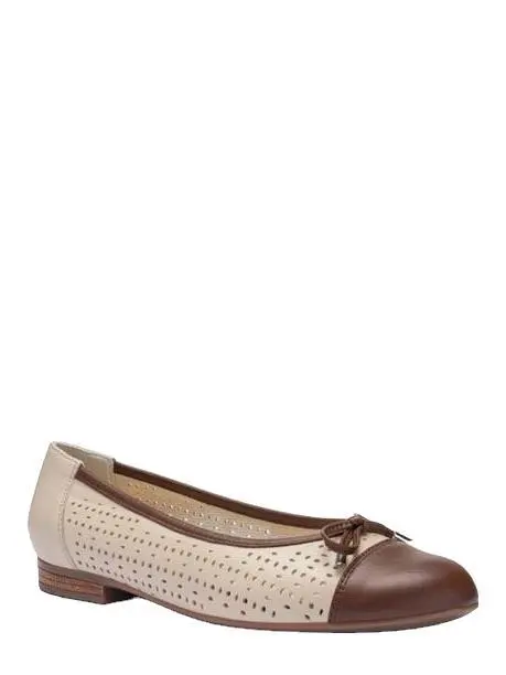 ARA Sangria Cap-toe Ballet Flat - Mocca/beach