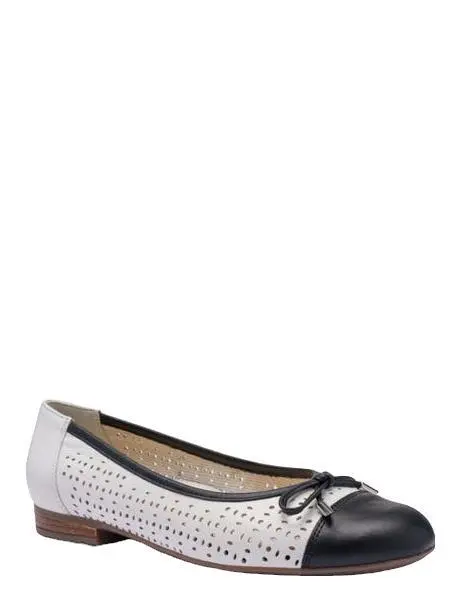 ARA Sangria Cap-toe Ballet Flat - White W/black