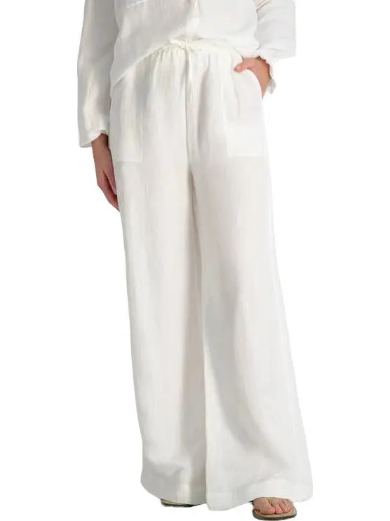 French Connection Wide Leg Drawstring Pants - Summer White