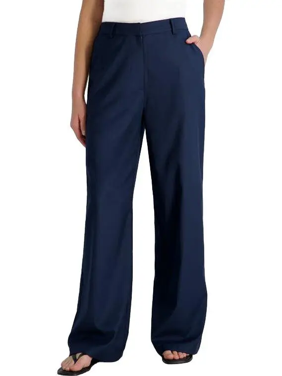 French Connection Wide Leg Twill Trousers - Marine