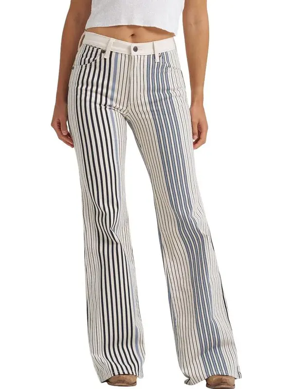Wrangler Striped Wide Leg Jeans - Multi Blue Stripe