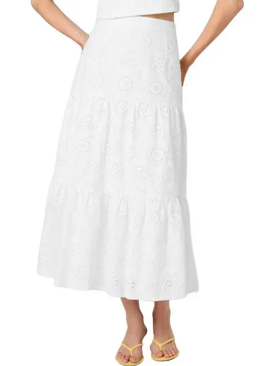 French Connection Floral Eyelet Cotton Maxi Skirt - Summer White