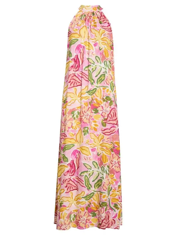 Vince Camuto Floral Challis Maxi Dress - Plush Pink