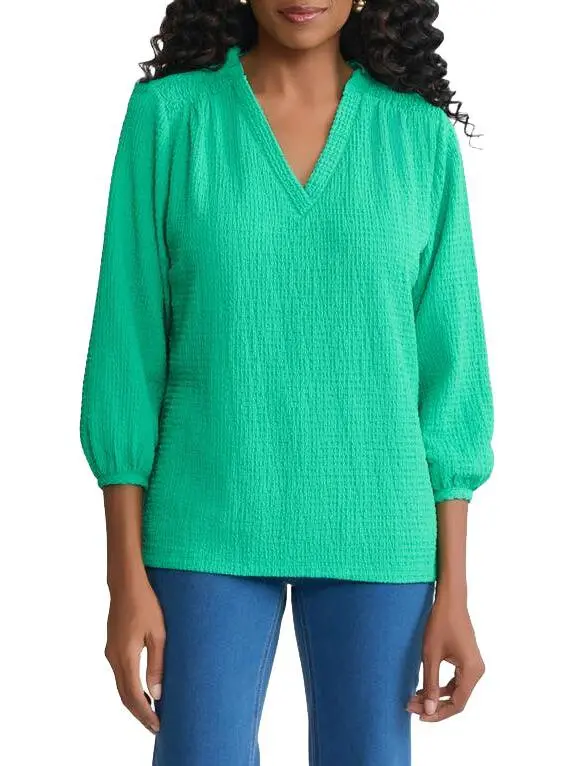 Jones New York Smocked Shoulder Top - Kelly
