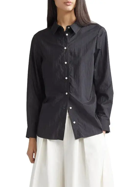 Partow Bryant Nylon & Silk Button-up Shirt - Black