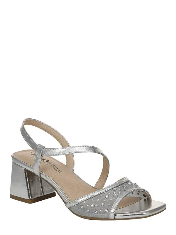 LIFESTRIDE Slingback Block Heel Sandals - Silver