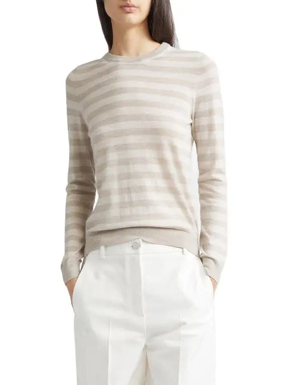 Partow Greta Stripe Wool Sweater - Stone Stripe
