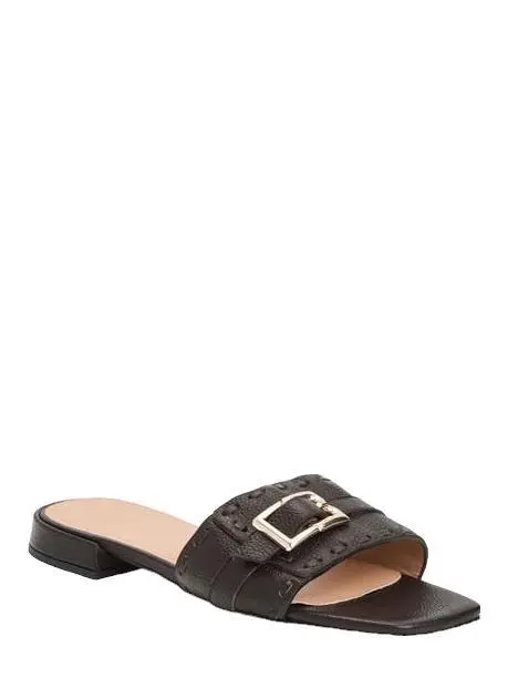 Bruno Magli Bellini Buckle Strap Slide Sandal - Brown Tumbled