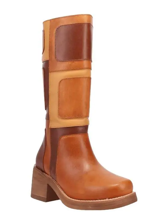 DINGO Patches Leather Boot - Tan