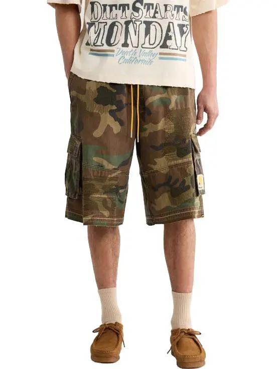 DIET STARTS MONDAY Camo Cargo Shorts - Green Camo