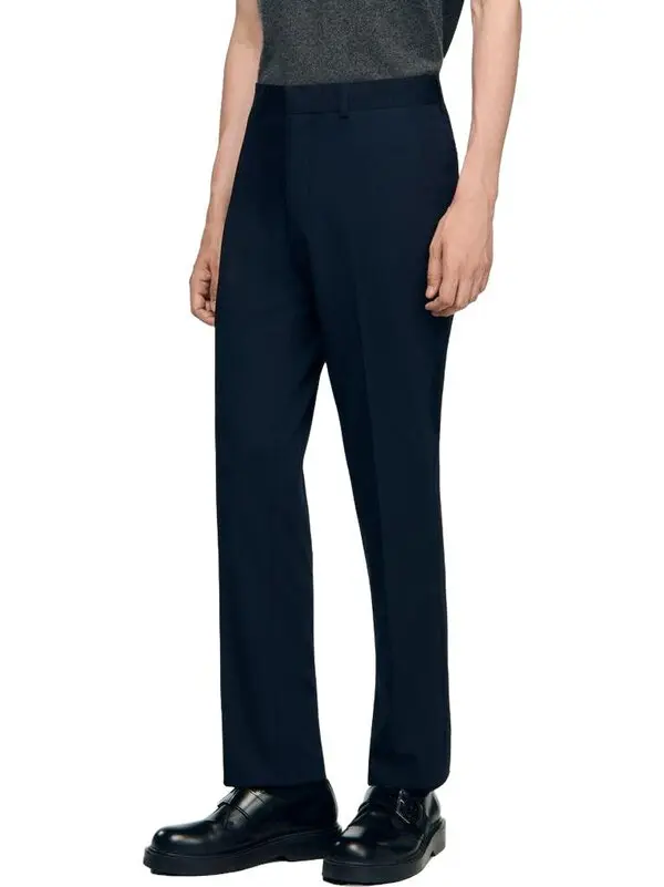 Sandro Wide-leg Suit Trousers - Navy Blue