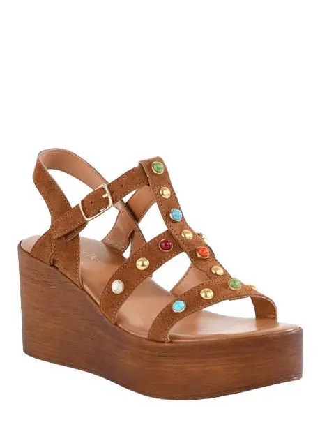 Seychelles Ticket To Ride Slingback Platform Wedge Sandal - Brown
