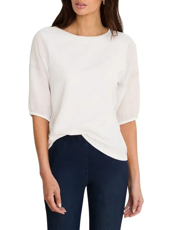 NIC+ZOE Puff Sleeve T-shirt - Paper White