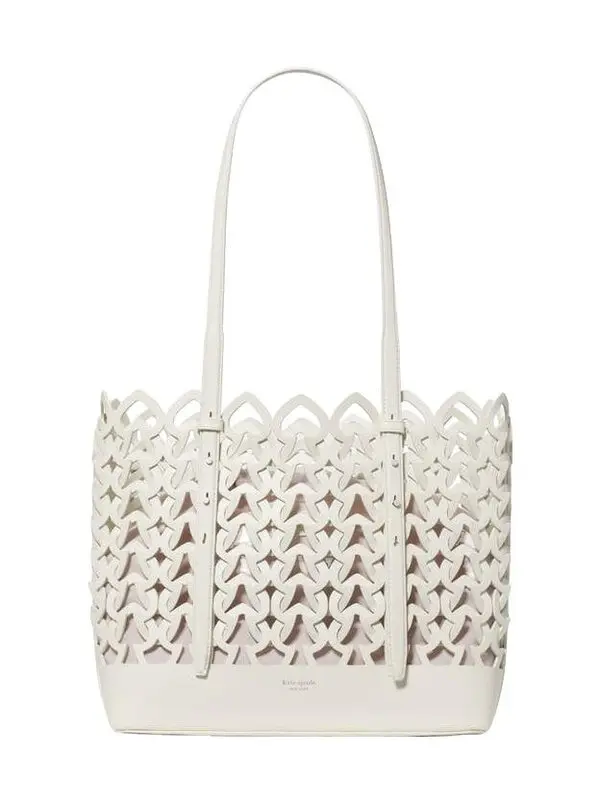 Kate Spade New York Woven Leather Large Tote - Cream.