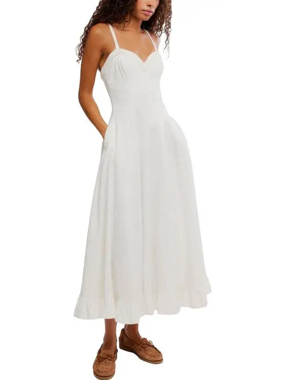 Free People Another Season Cotton Midi Dress - Coconut Milk