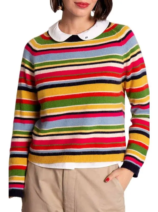 FRANCES VALENTINE James Crewneck Striped Top - Multi