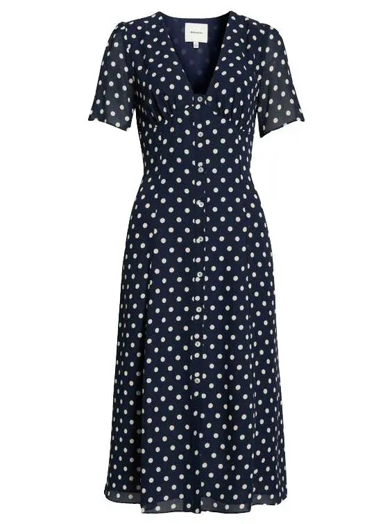 REFORMATION Lise Polka Dot Chiffon Dress - Orion Dot