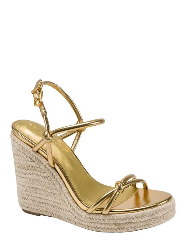 Donna Karan New York Slingback Espadrille Wedge Sandals - Gold