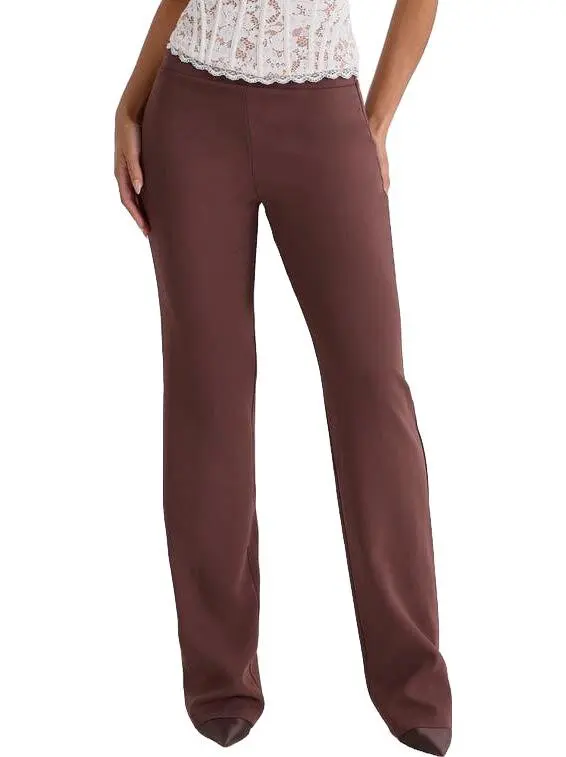 House Of Cb Chiara Straight Leg Crepe Trousers - Brown
