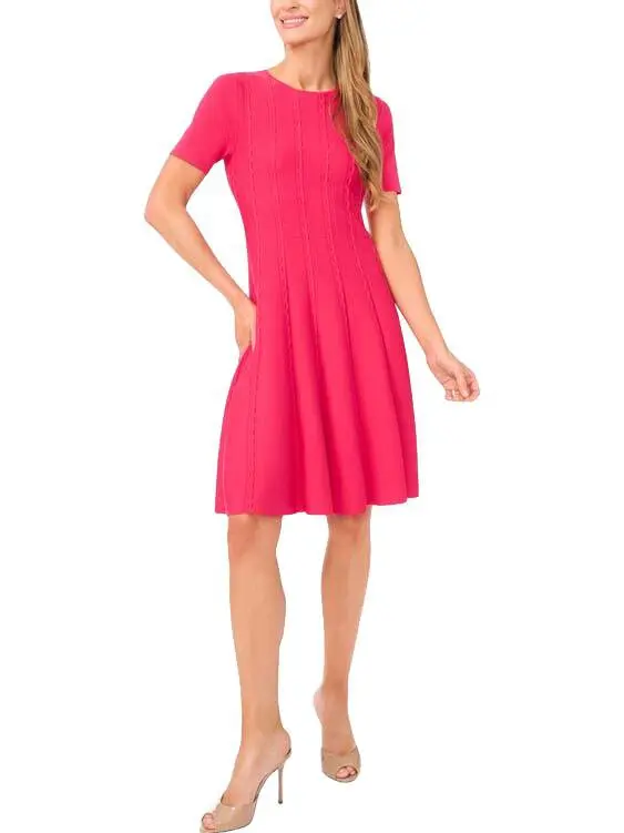 Ted Baker London Ella Ribbon Stitch Fit & Flare Dress - Cranberry Jam