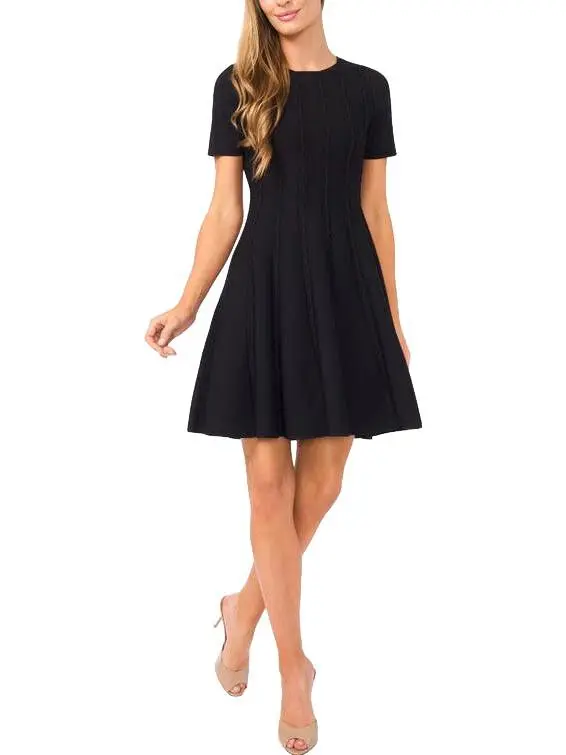 Ted Baker London Ella Ribbon Stitch Fit & Flare Dress - Rich Black