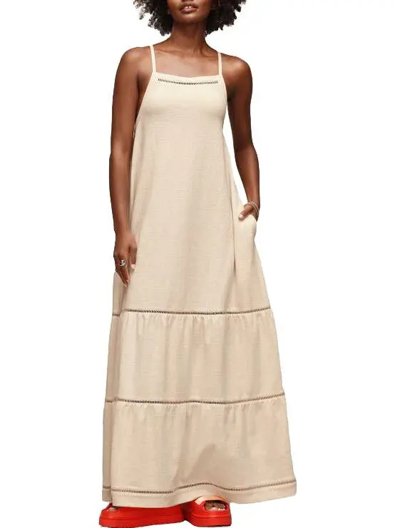 UGG Sleeveless Maxi Dress With Ladder Stitch Detail - Cream
