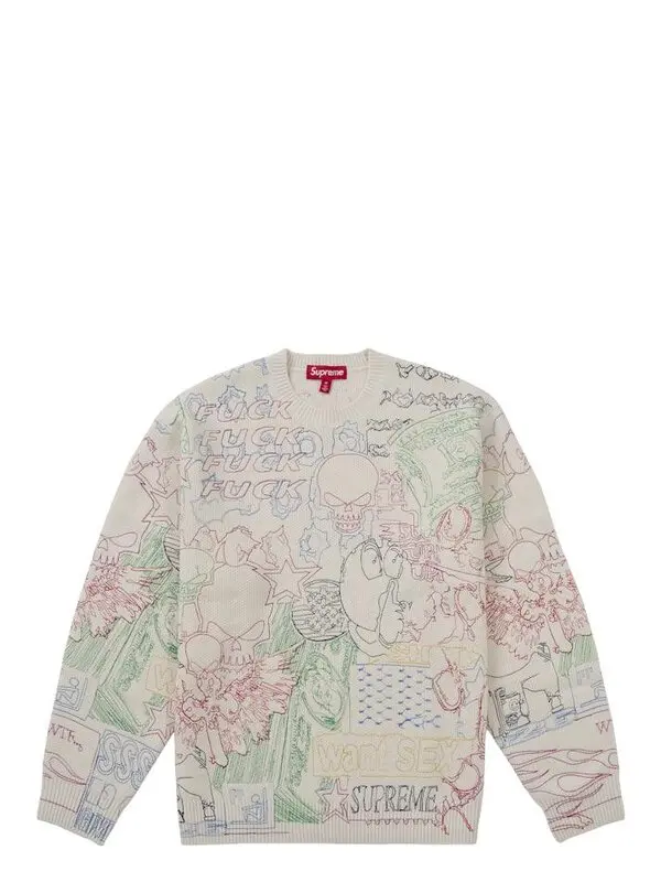 Supreme Embroidered Crewneck Sweater - White