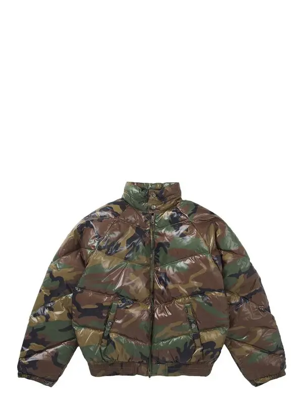 Supreme Schott Glossy Lightweight Down Puffer Jacket - Woodland Camo
