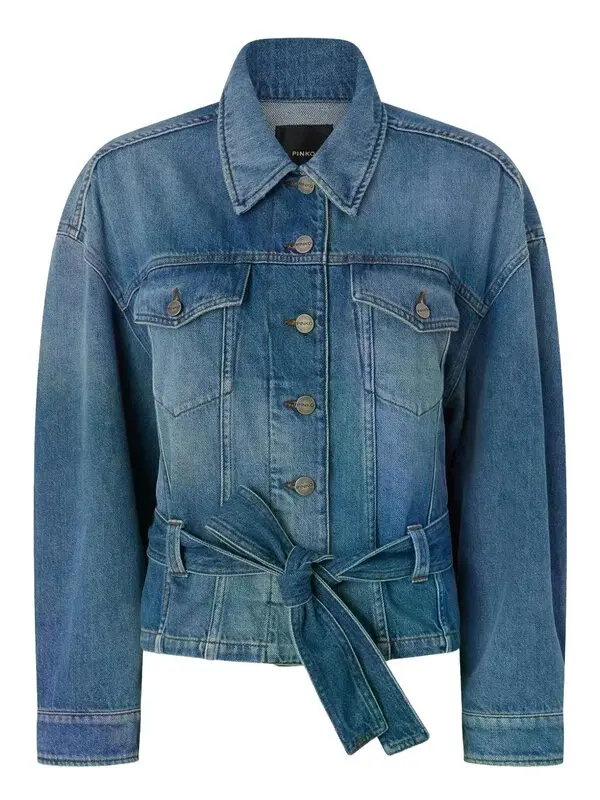 Pinko Belted Denim Jacket - Blue