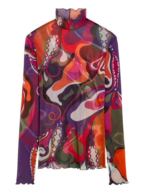 Emilio Pucci Printed Top With Ruffled Trim - Purple