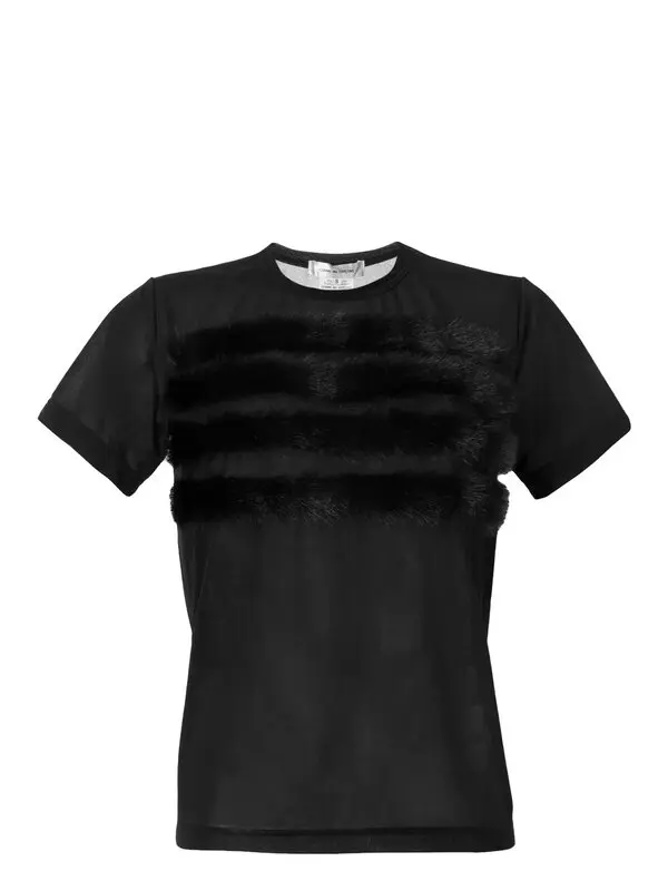 Comme Des Garçons Appliqué Fur T-shirt - Black