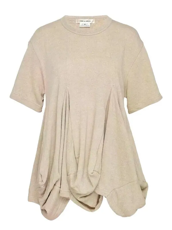 Comme Des Garçons Short Sleeve Crewneck T-shirt With Draped Detailing - Neutrals