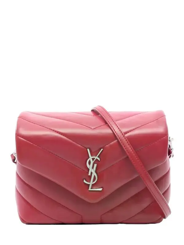 Saint Laurent 2000s Chevron Leather Crossbody Bag - Red